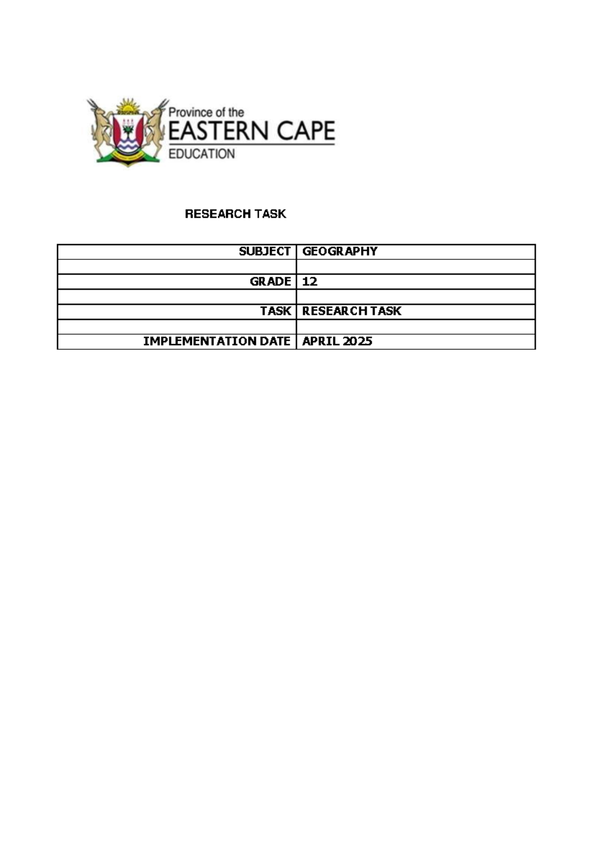 Gr12 Geography Research Task 2025: Sugar Cane's Role in Food Security ...