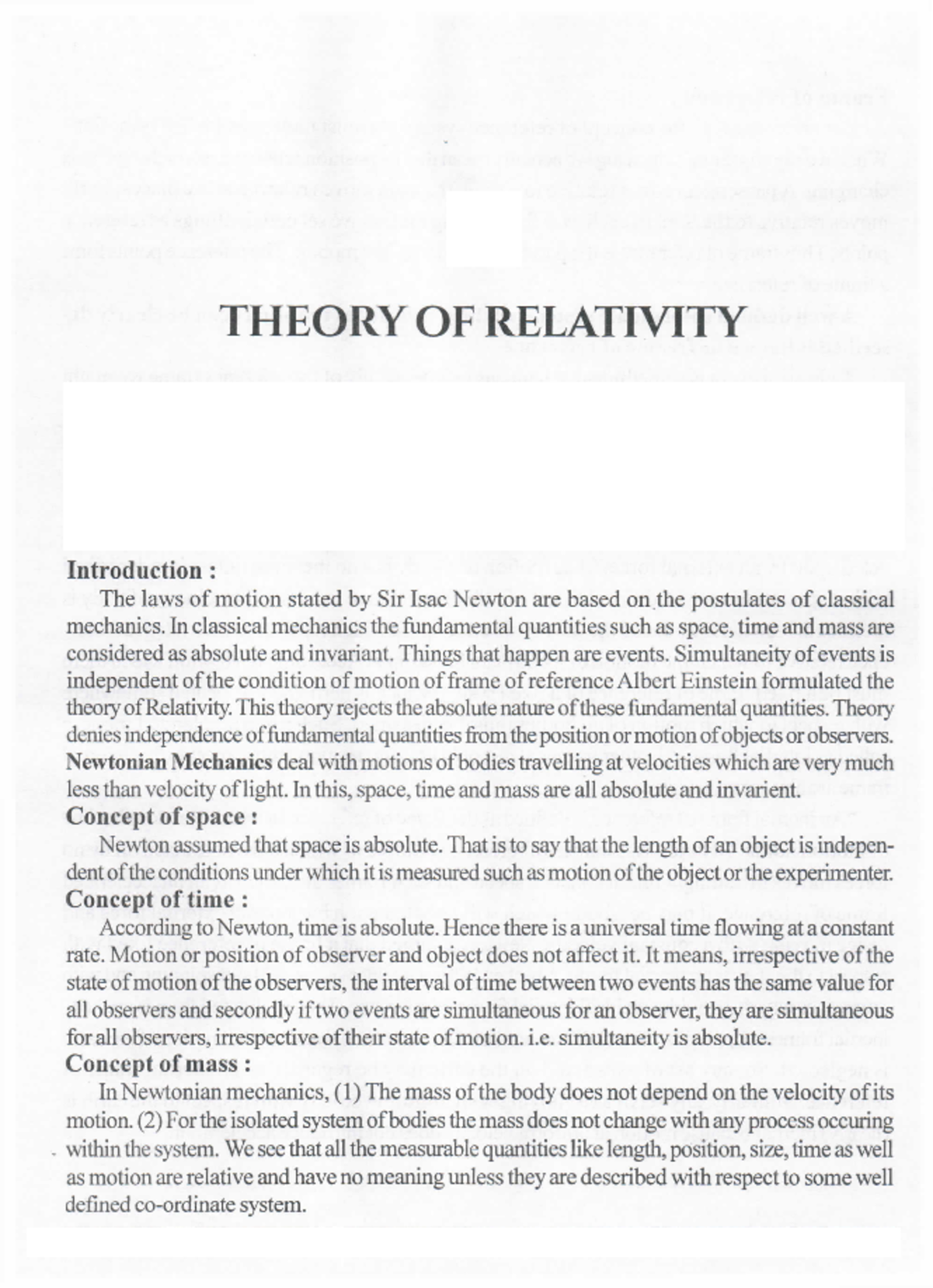 Theory of Relativity BSC 2nd Yr - THEORY OF RELATIVITY Introduction ...
