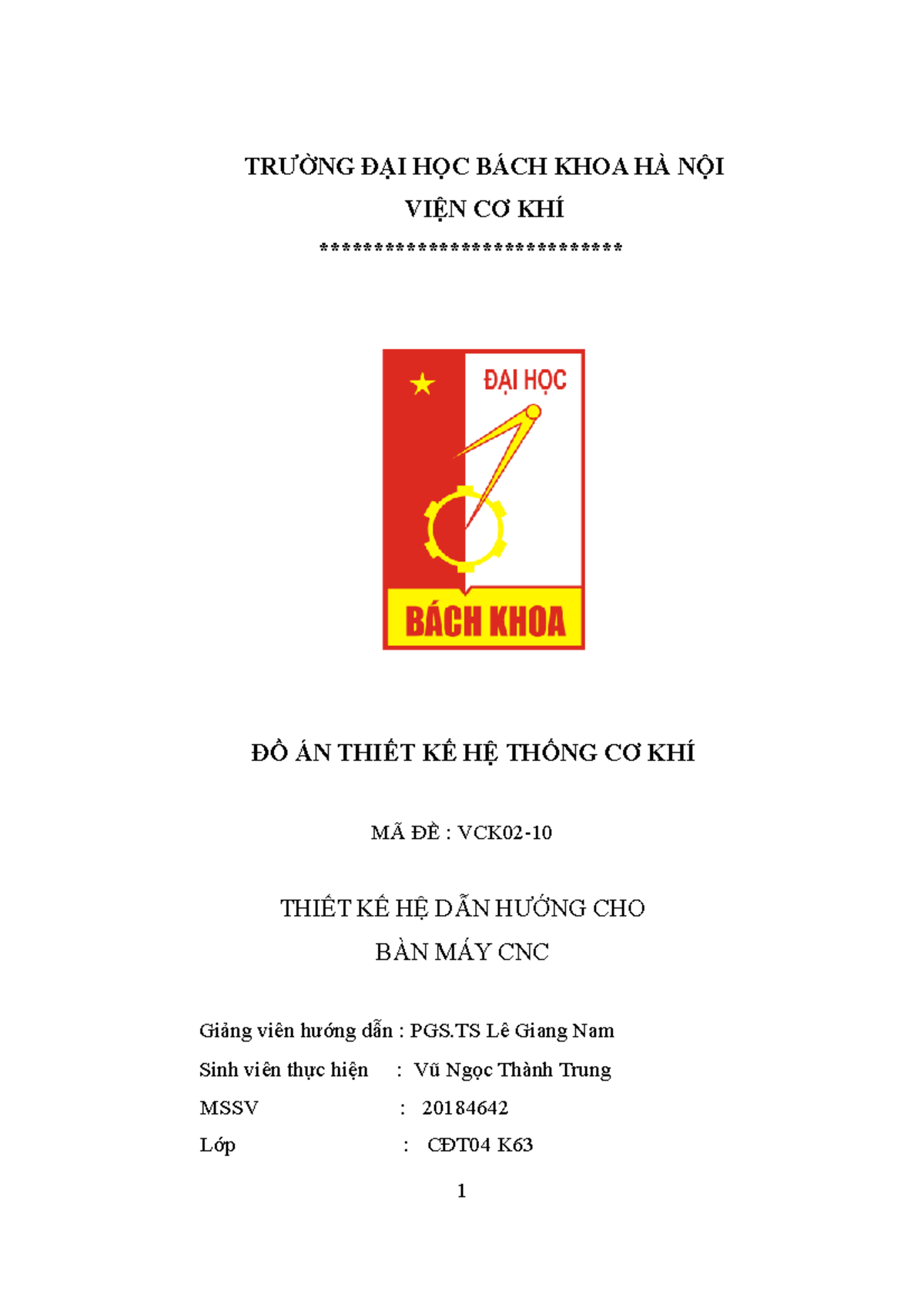 đồ-án- thiết kế bàn máy CNC - Đồ án thiết kế - HUST - Studocu