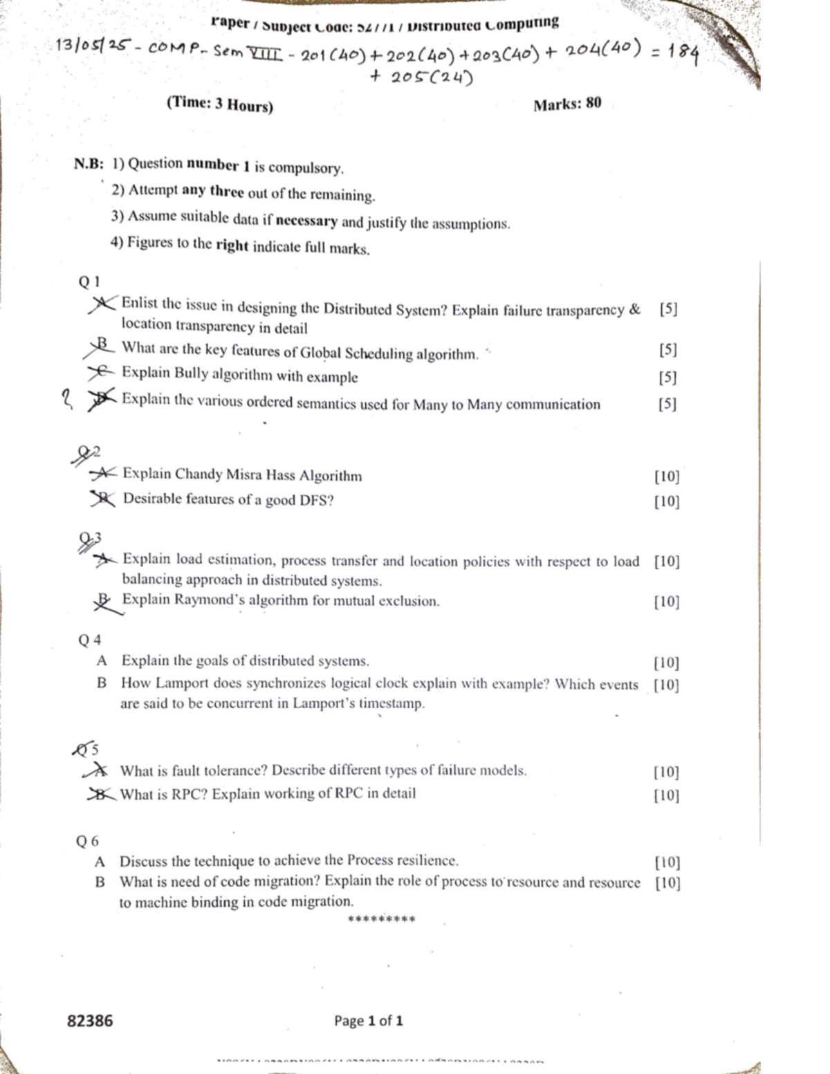 B.E Distributed Computing Sem 8 Final Exam Questions and Topics - Studocu