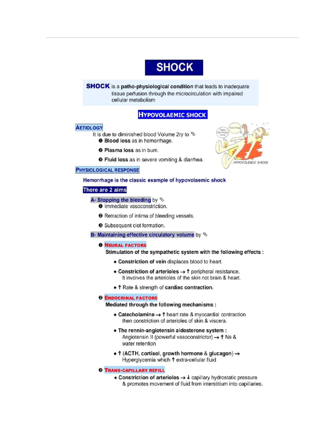 Shock: Comprehensive Lecture Notes on Types and Treatments - Studocu
