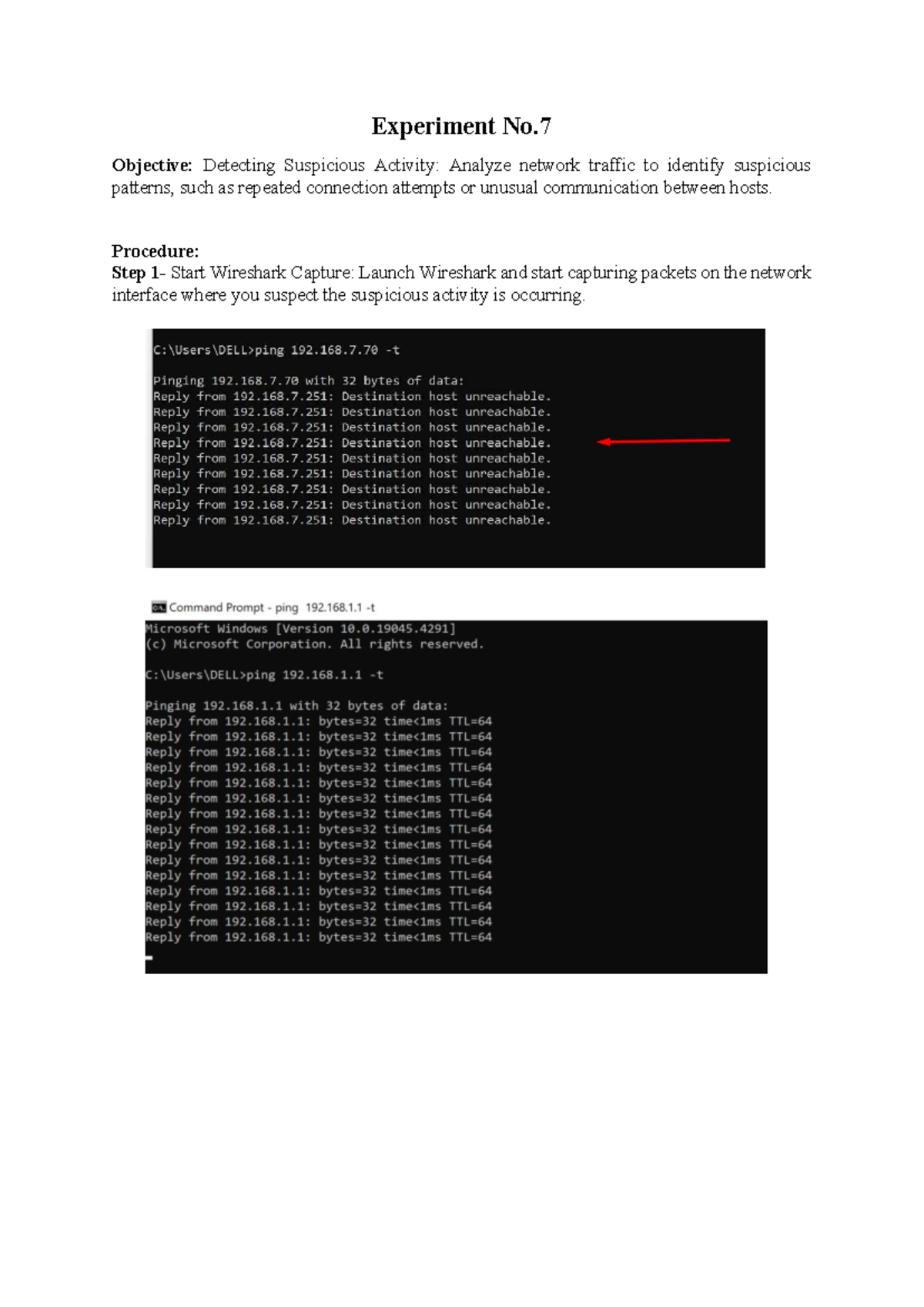 Exp-7: Detecting Suspicious Activity in Network Traffic Analysis - Studocu