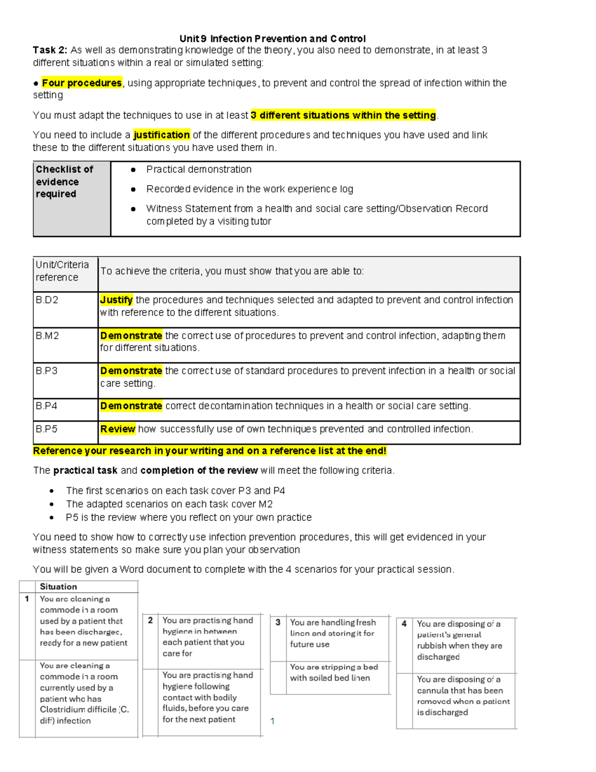 Unit 9 Infection Prevention & Control: Task 2 Practical Demonstration ...