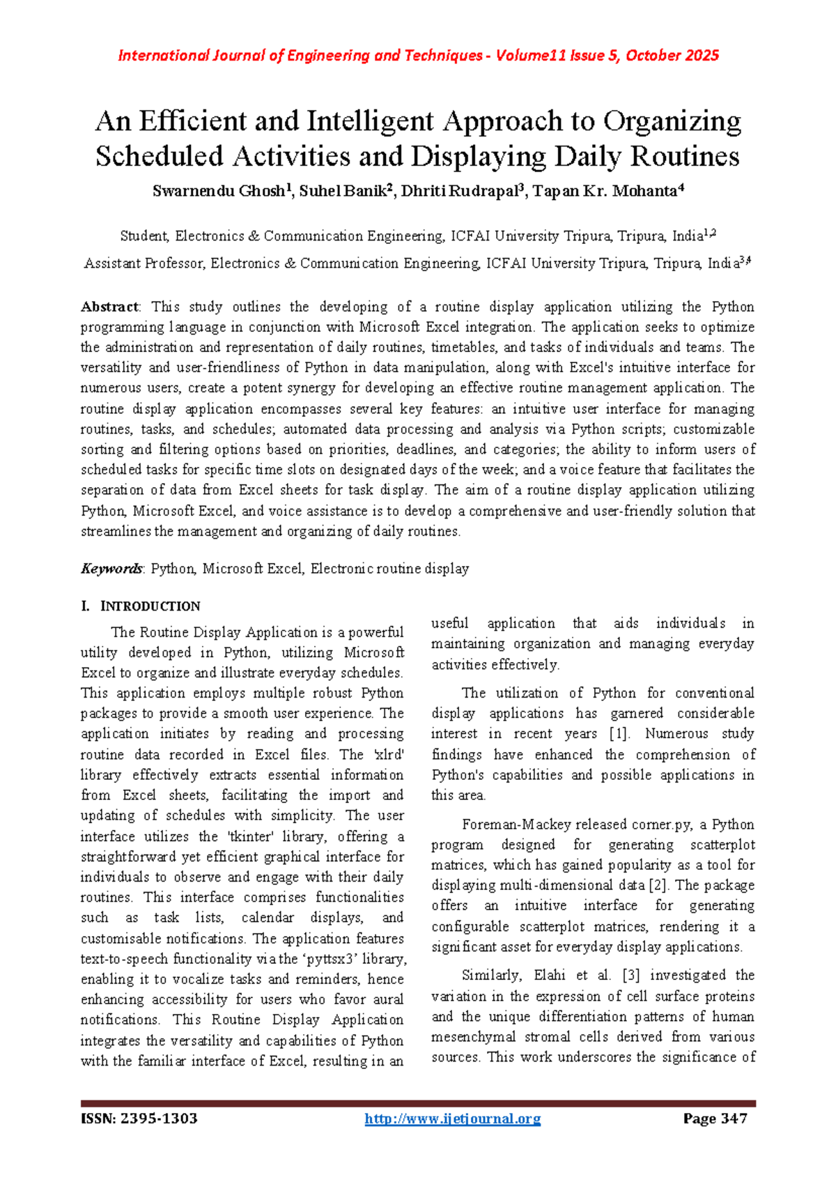 Efficient Routine Management Using Python & Excel: A Study - Studocu