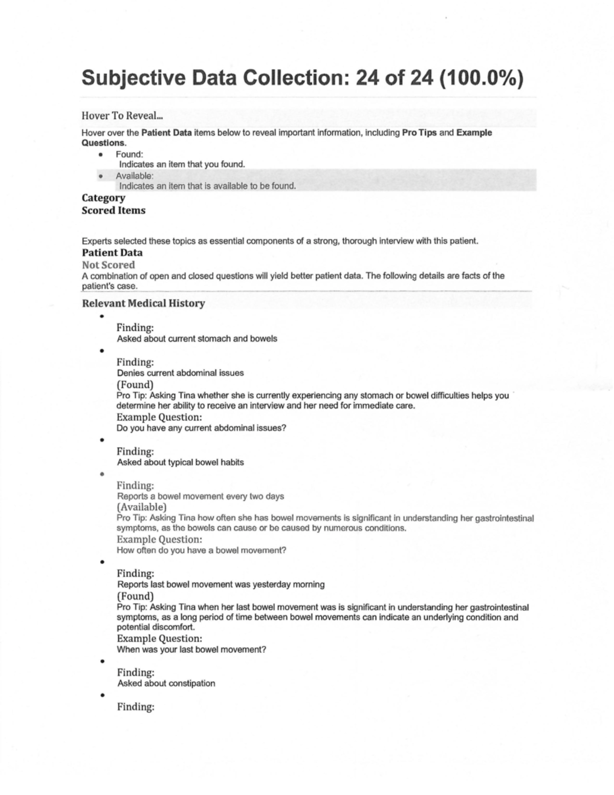 Shadow Health Tina Jones: Abdomen Assessment Overview - Studocu