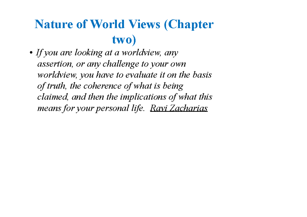 World Views Analysis: Key Elements & Major Conflicts (Chapter 2) - Studocu