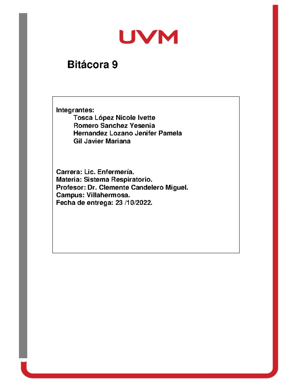 Bitacora 9 - Fisiología en inmersión y grandes alturas - Integrantes ...