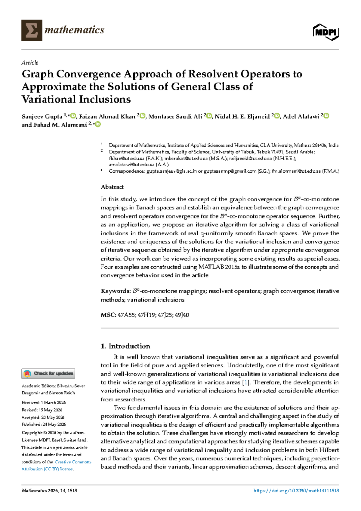 Graph Convergence of Resolvent Operators for Variational Inclusions in ...