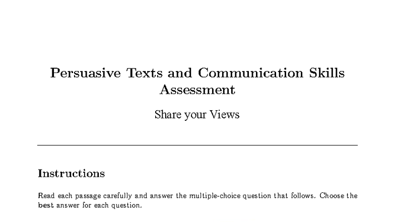 Persuasive Texts & Communication Skills Assessment - Grade 5 - Studocu