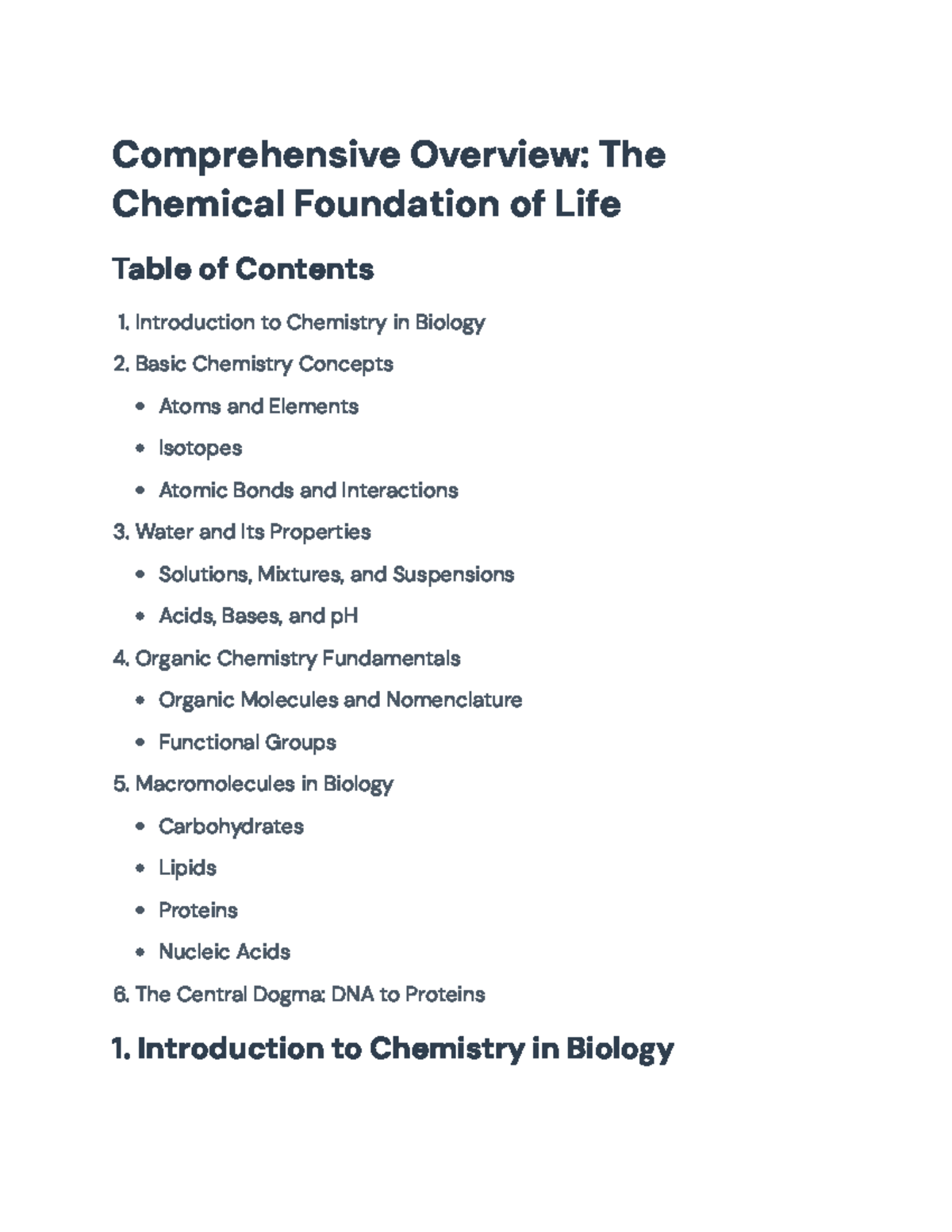 Comprehensive Notes on Chemistry for Biology (Course Code ...