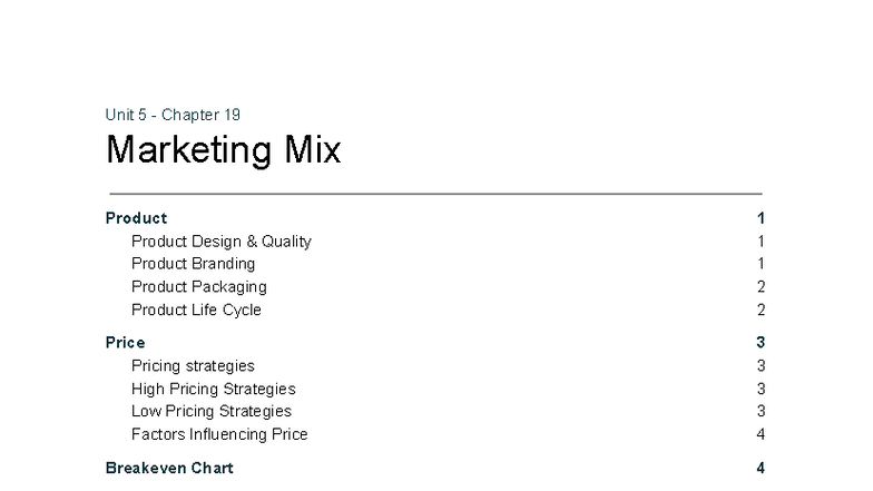 19. Marketing Mix: Product Design, Pricing, and Promotion Summary - Studocu