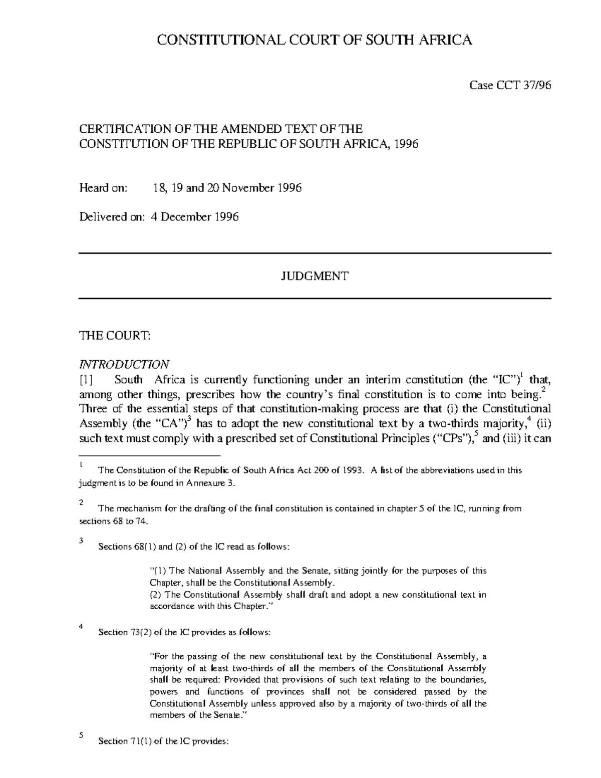 Certification of the Amended Text of the Constitution of RSA - CCT 37/ ...