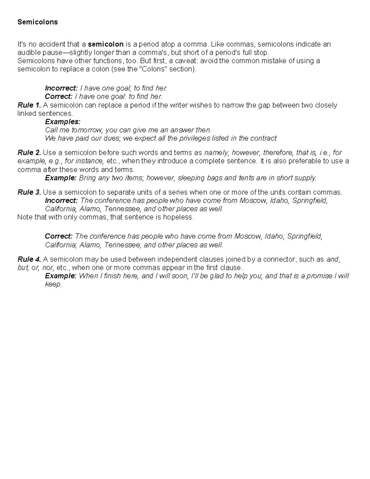 Semicolons: Understanding Their Use in Writing - Lecture Notes - Studocu