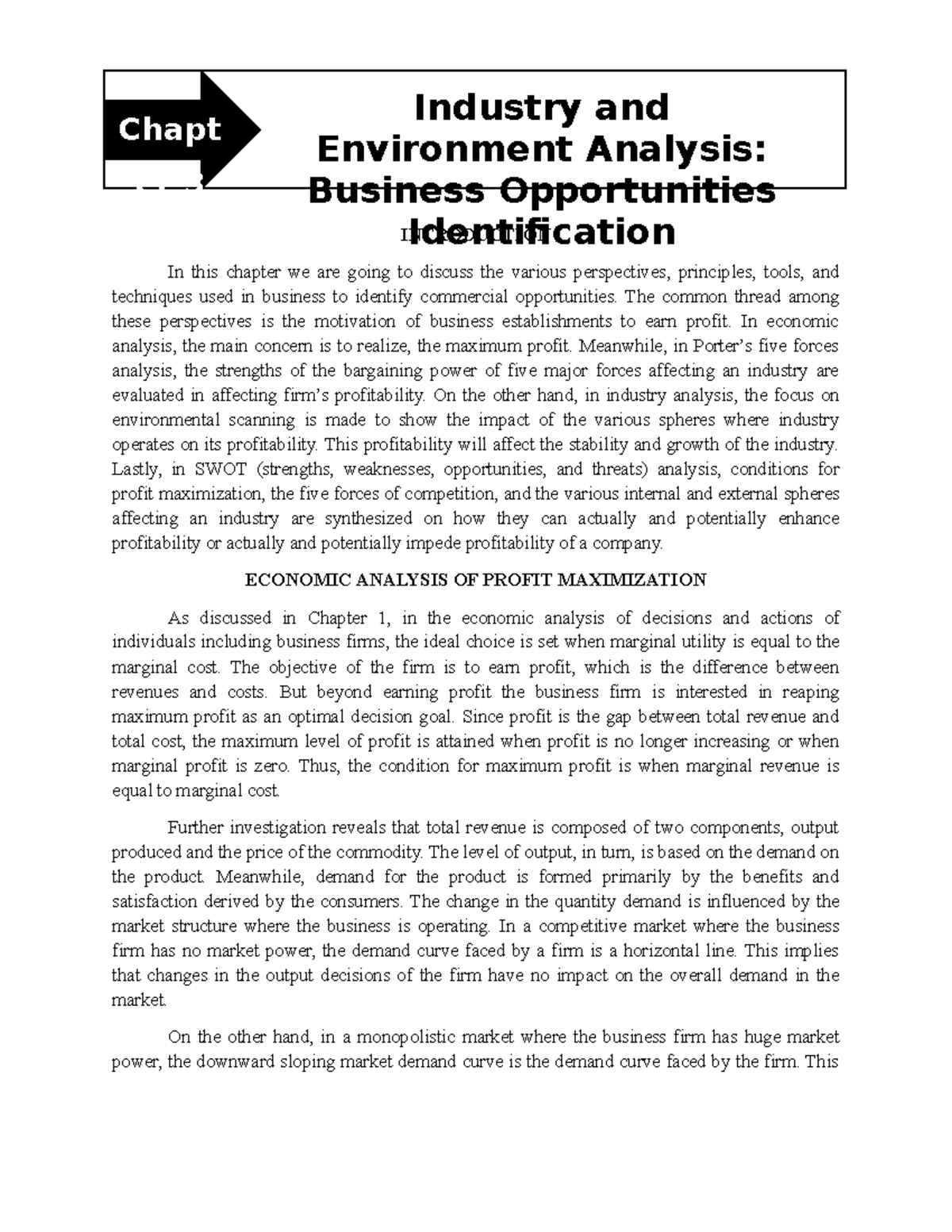 Chapter 3 - Industry & Environmental Analysis: Identifying Business ...