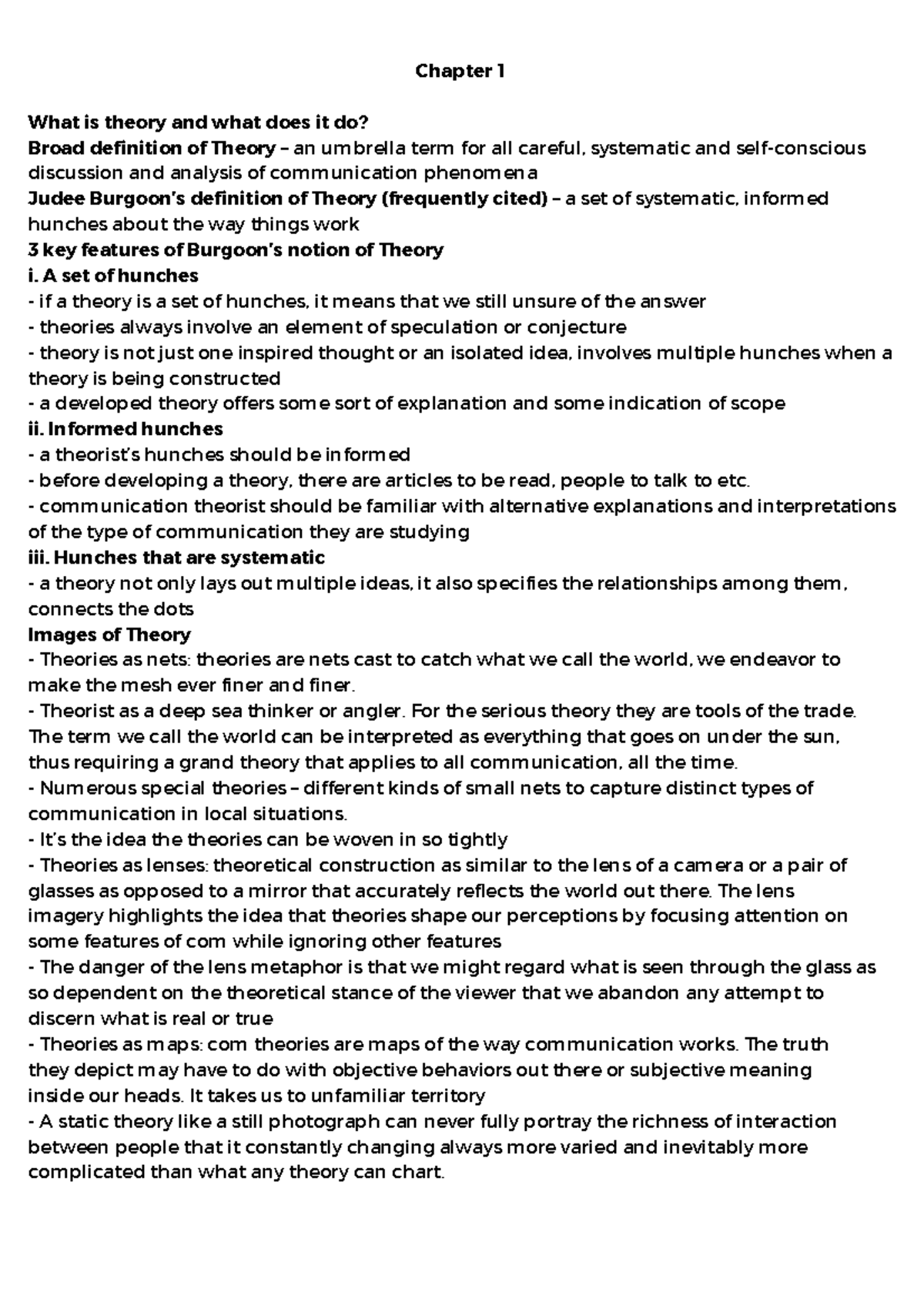 COMM Theories Notes - Chapter 1 What is theory and what does it do ...