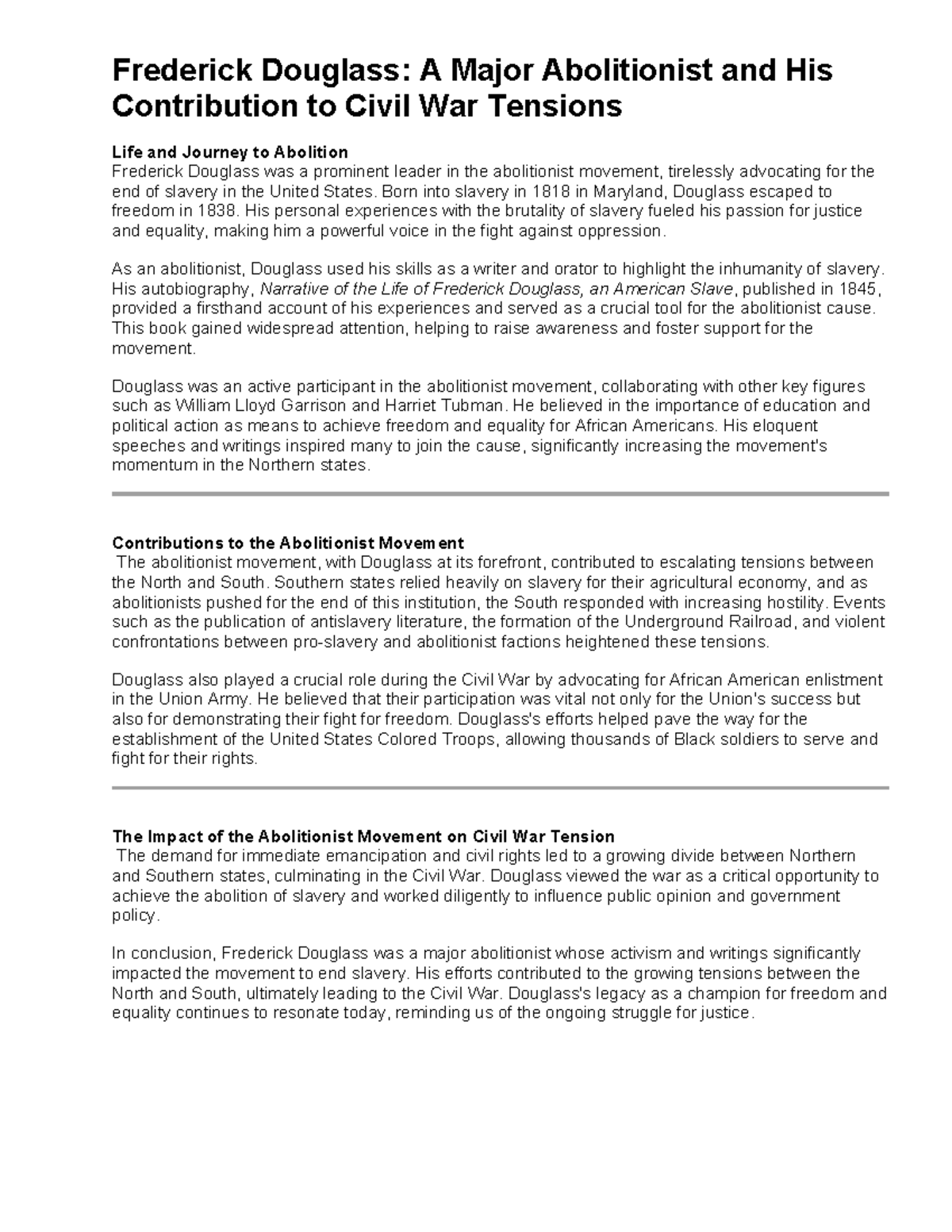 Readings 02 27 Lesson - Graphic Organizer on abolitionist - Frederick ...