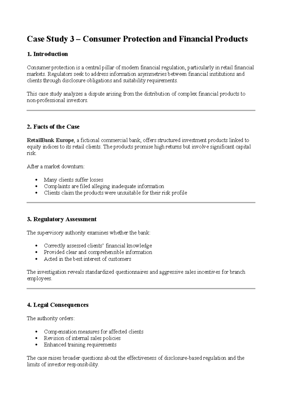 Case Study 3: Consumer Protection in Financial Products Regulation ...