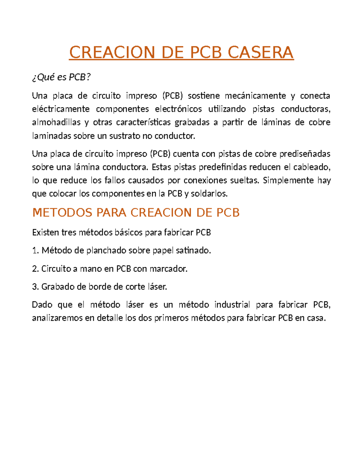 Creación de PCB Casera: Métodos y Proceso Detallado - Studocu