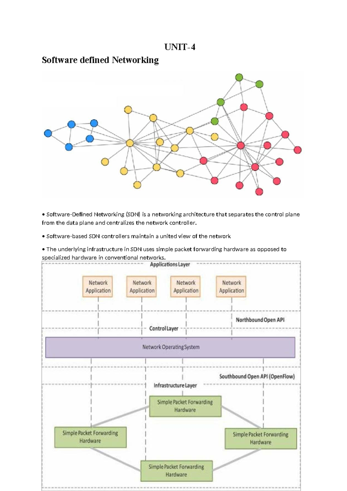 IoT Unit 4 Lecture Notes: Software Defined Networking & Big Data - Studocu