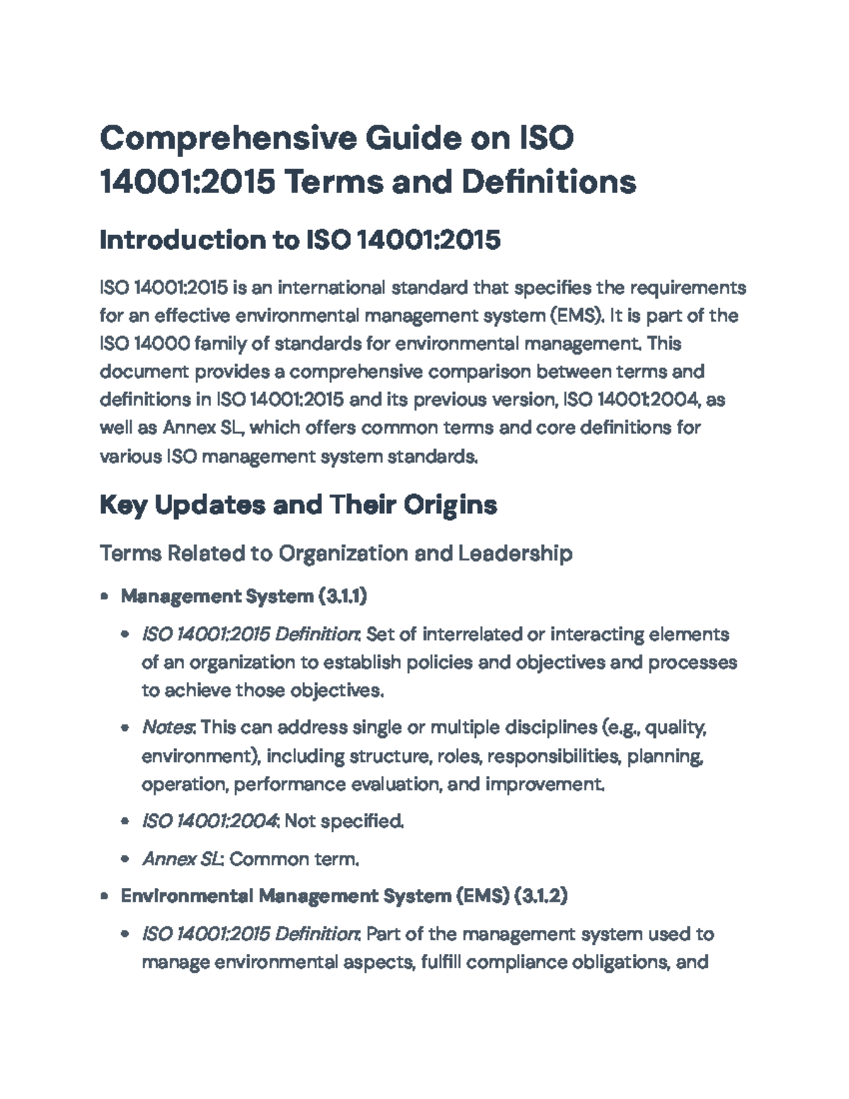 Comprehensive Terms Guide for ISO 14001:2015 Standards - Comprehensive Guide on ISO 14001:2015 ...