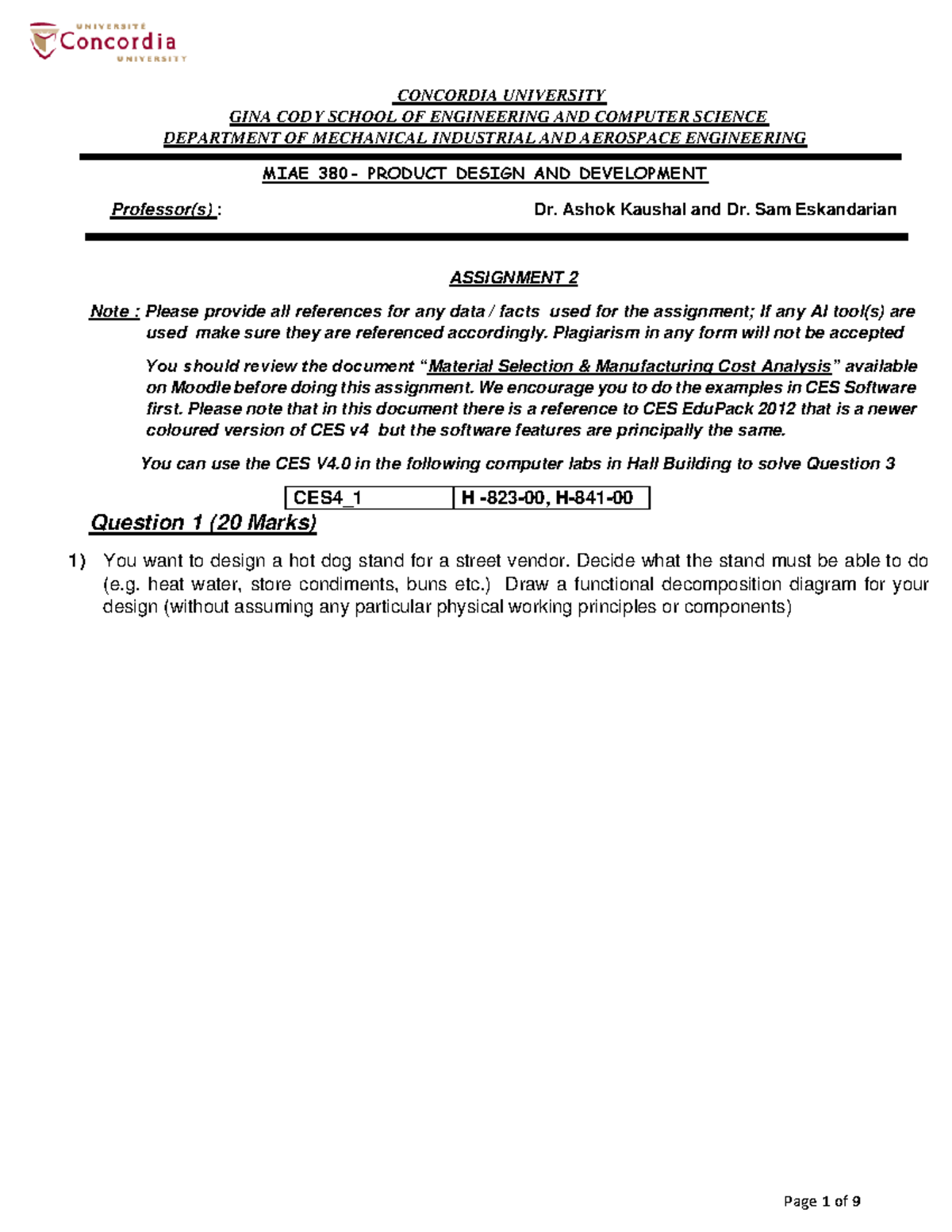 Assignment 2 Jan 2025 - CONCORDIA UNIVERSITY GINA CODY SCHOOL OF ...