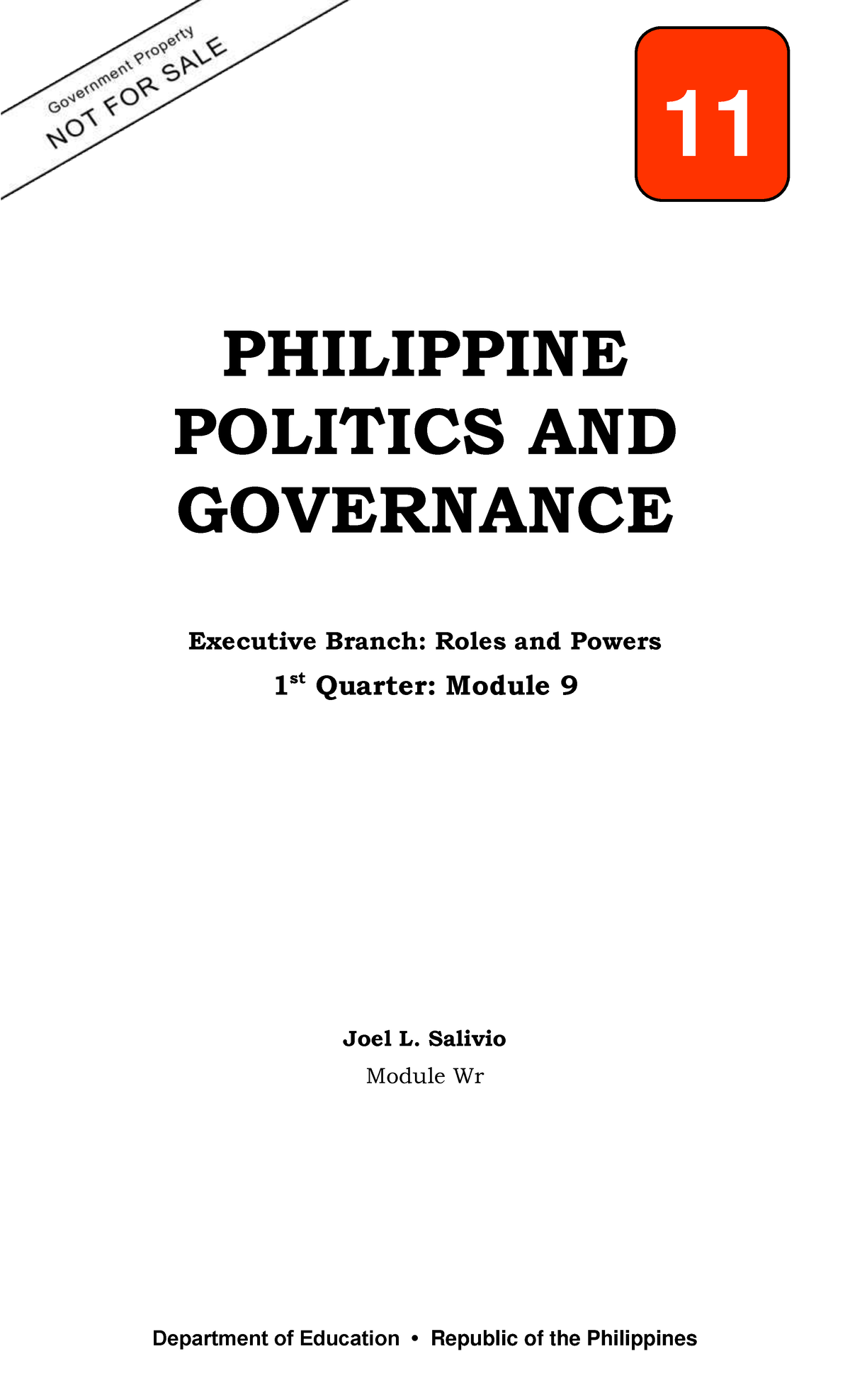 POLGOV 11 Q1 Module 9: Executive Branch Roles & Powers - Studocu