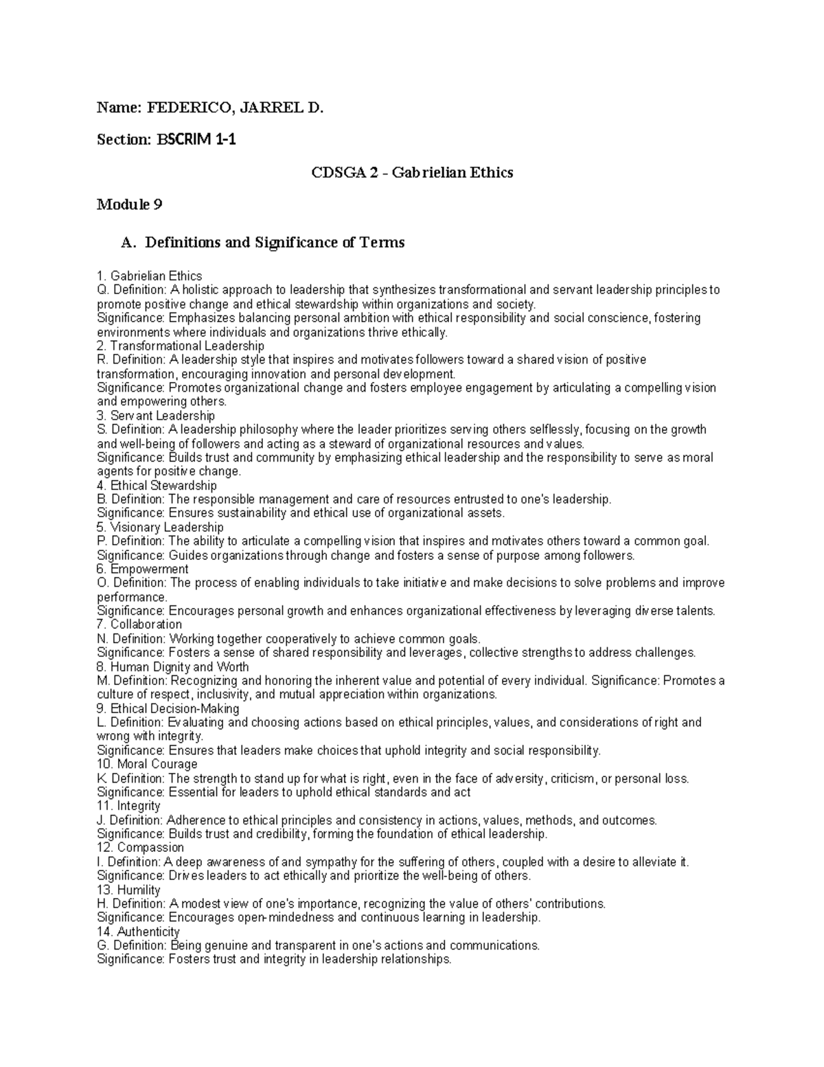 Ethics Final Exam Notes - BSCRIM CDSGA 2 - Studocu