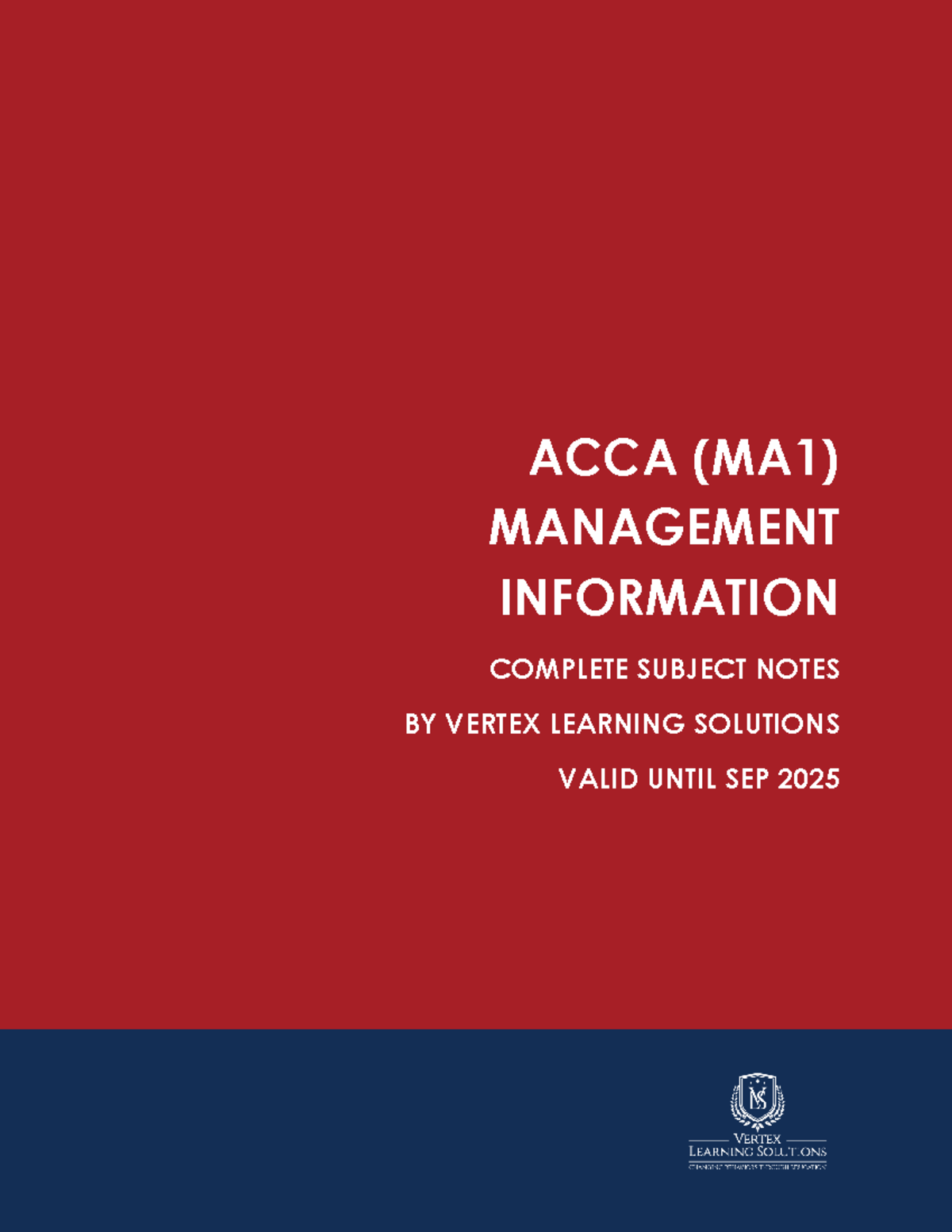 ACCA (MA1) Management Information Complete Notes for 2025 - Studocu
