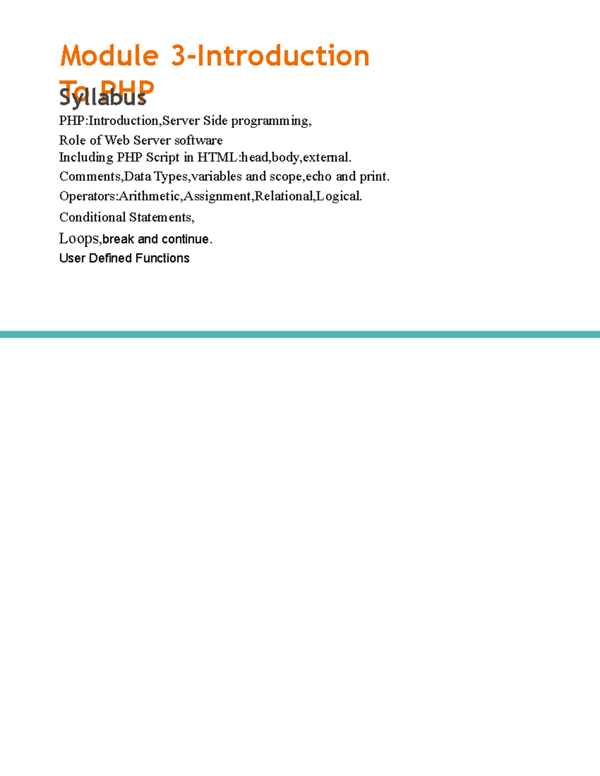 Module 3: PHP Basics - Introduction to Server-Side Scripting - Studocu