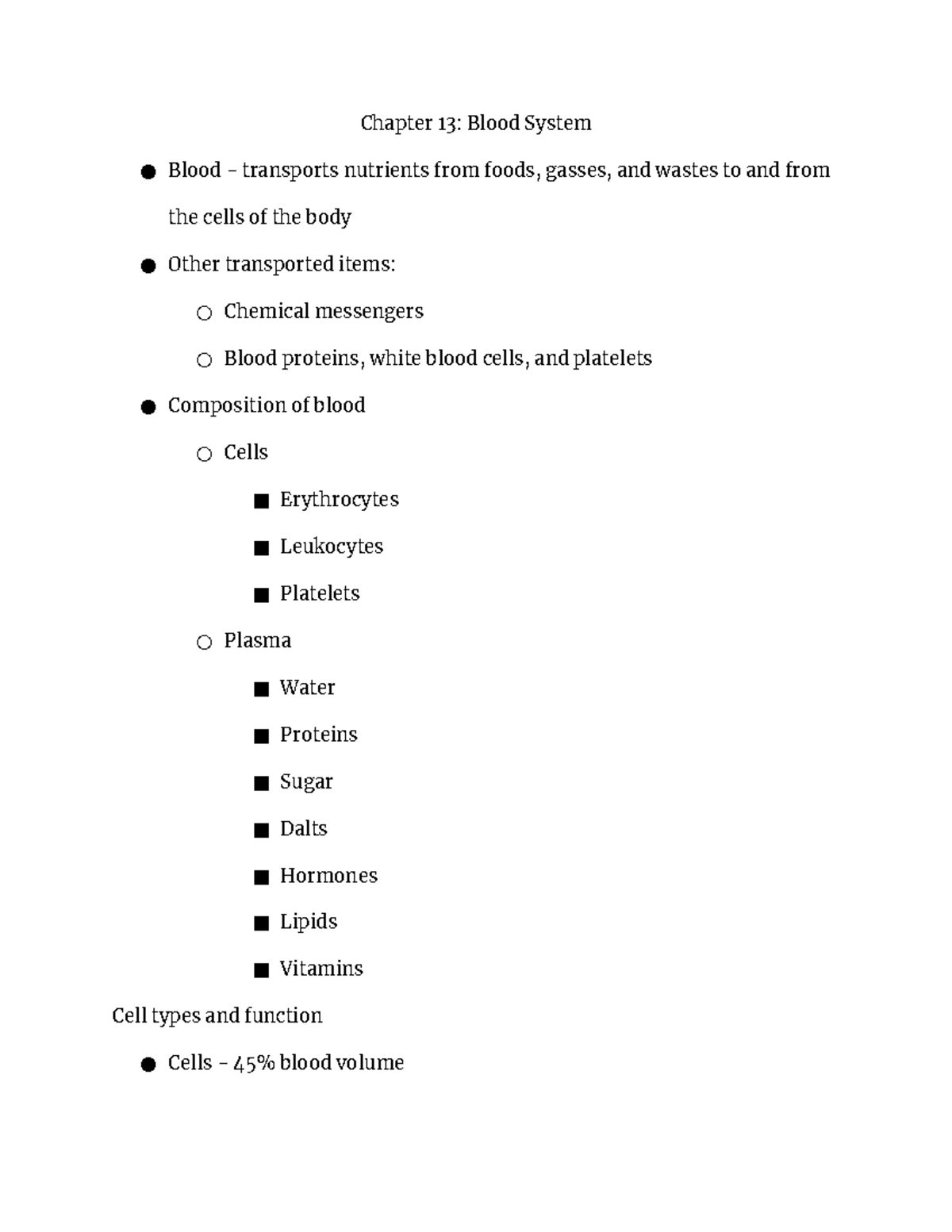 Chapter 13 - Blood System Overview and Key Components - Studocu