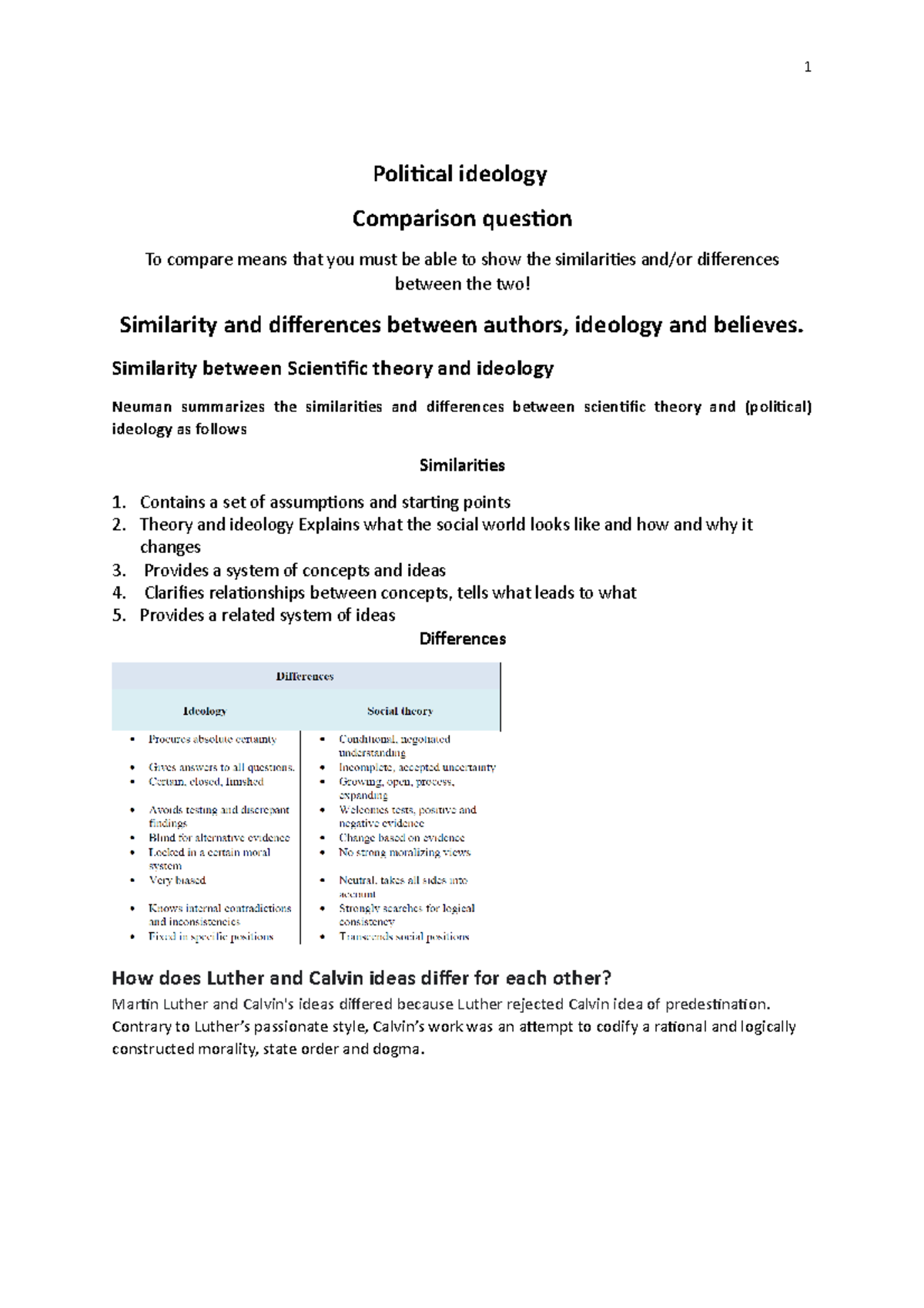 Comparative Analysis of Political Ideologies and Theories - Studocu