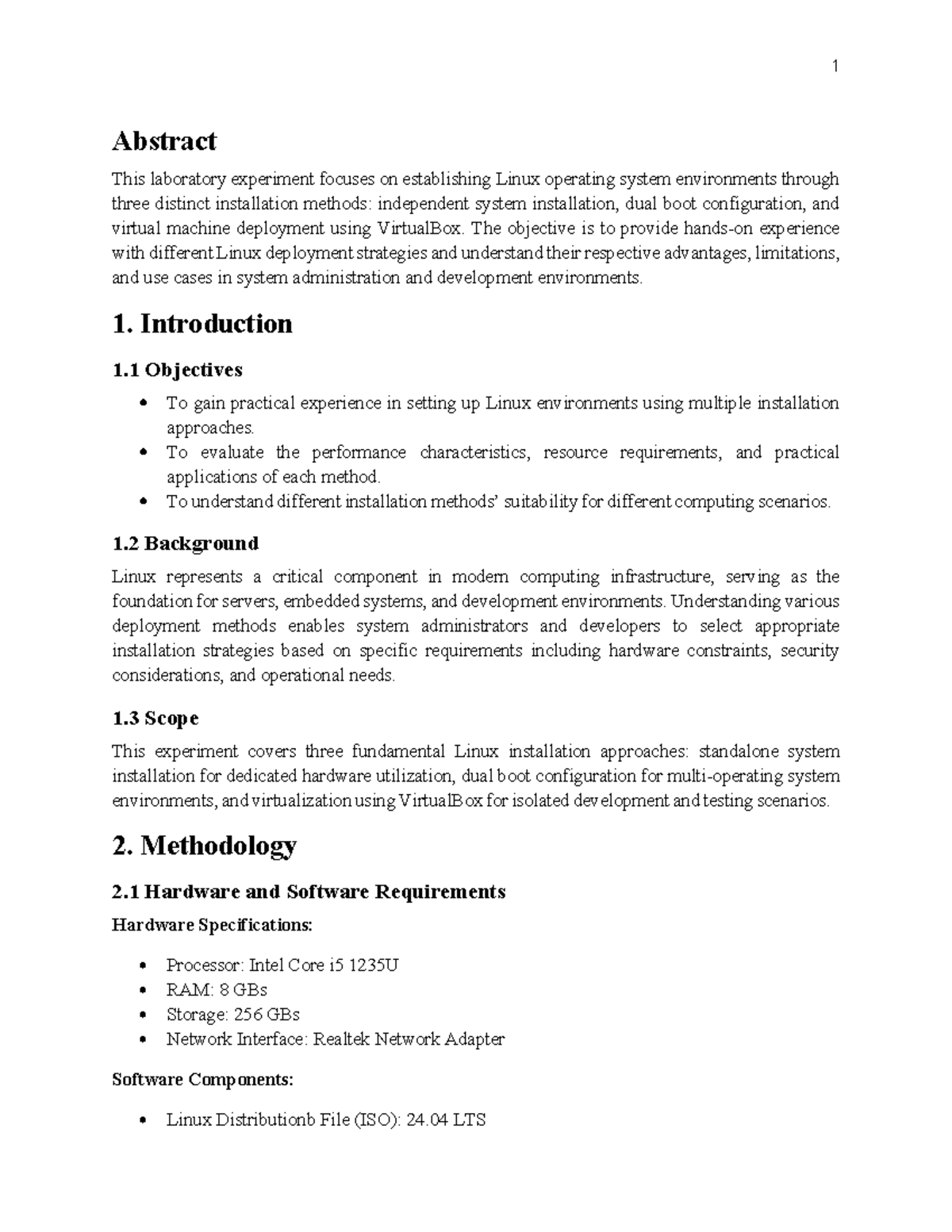 Lab Report 1 - Linux Installation Methods: Standalone, Dual Boot, VM ...