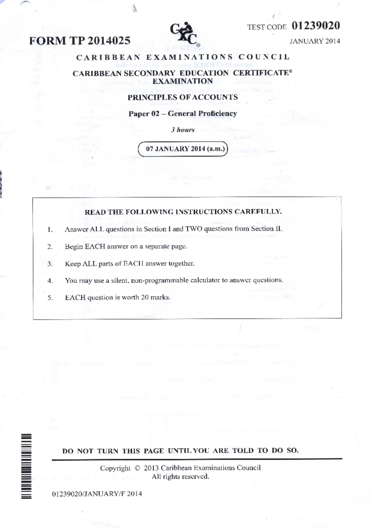 CSEC POA Past Paper January 2014 - Comprehensive Review - Studocu