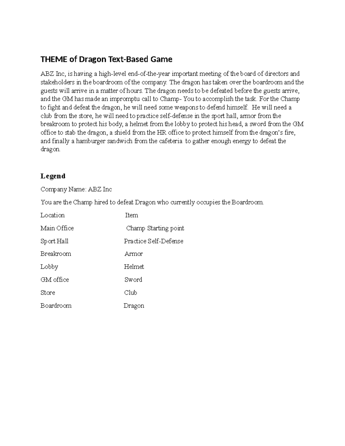 5-3 Dragon Text Game Project Overview and Storyboard - Studocu