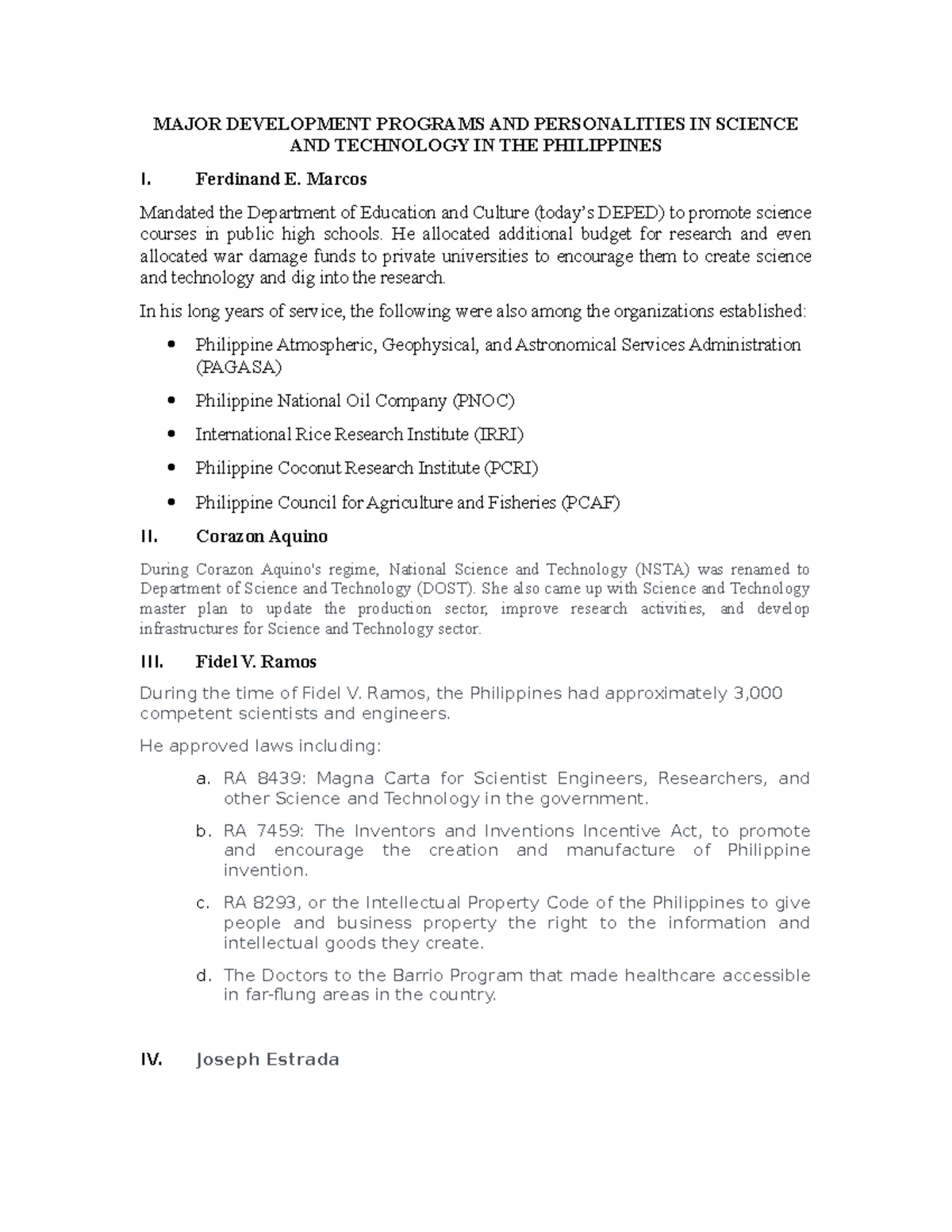 Major Development Programs AND Personalities IN Science AND Technology ...