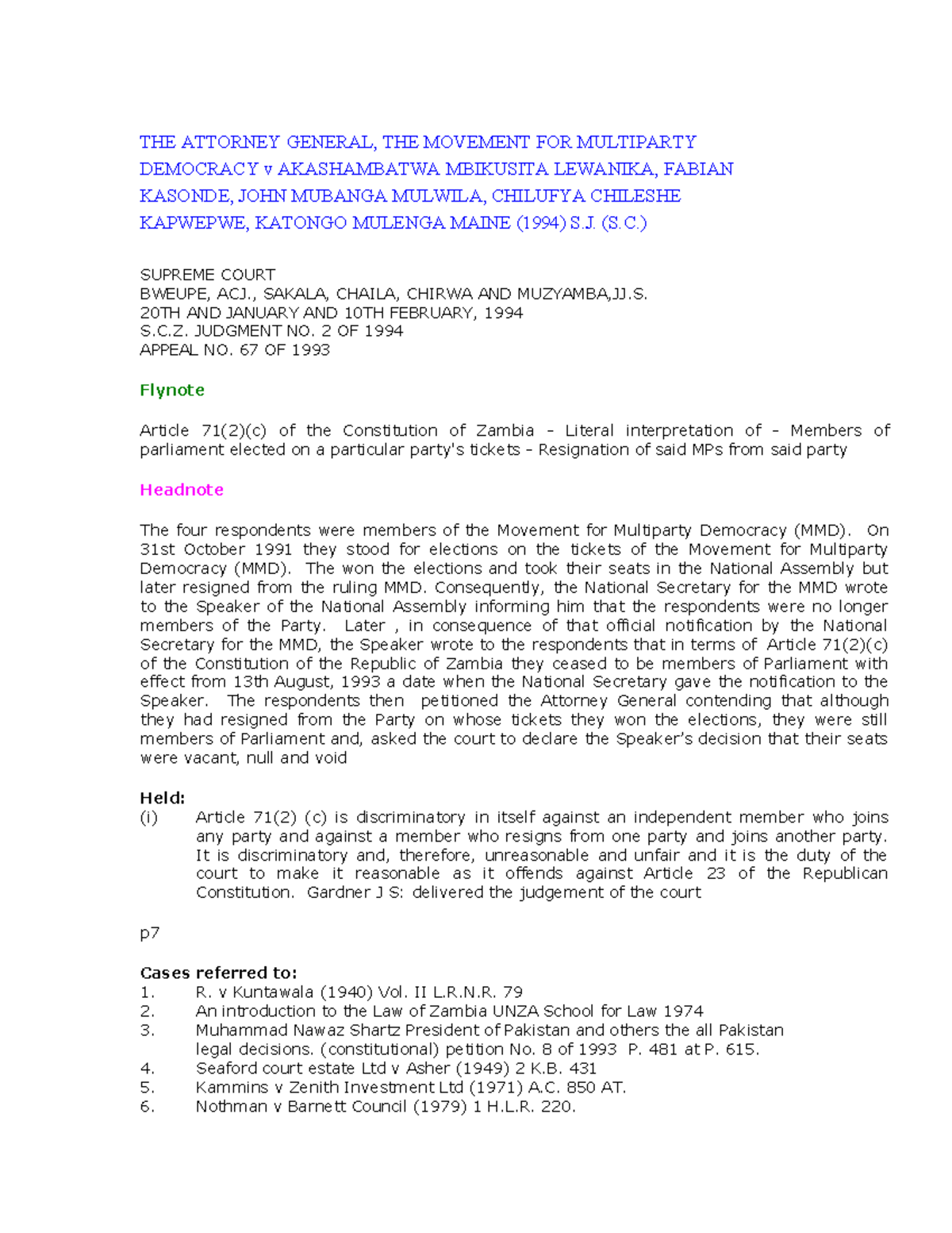 Attorney General & MMD1994-zmsc-3 - THE ATTORNEY GENERAL, THE MOVEMENT ...