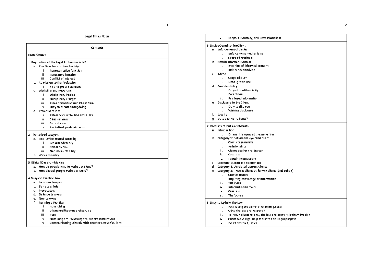 Ethics Full Course Summary 2024: Legal Profession Regulations in NZ ...