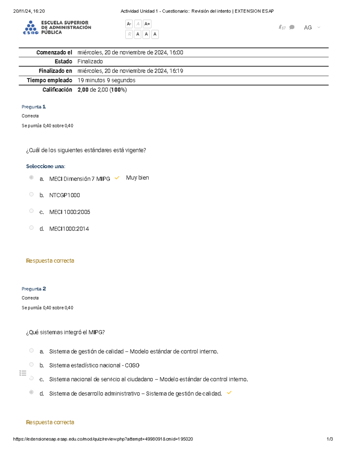Mipeg Actividad Unidad 1 - Cuestionario de Revisión y Resultados - Studocu
