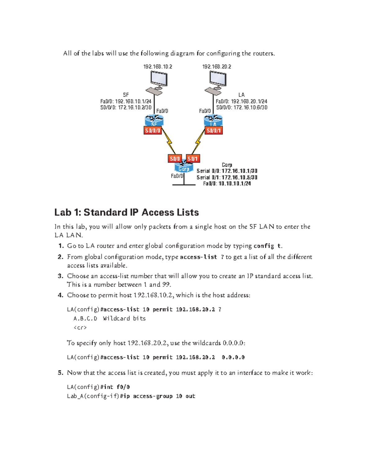 Lab 5: Configuring Standard & Extended IP Access Lists - Studocu