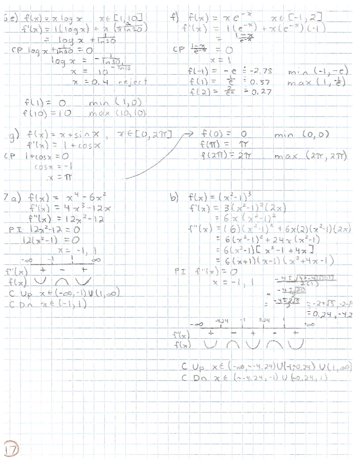 Calculus EXAM Review Solutions - PART 3 - Se) (flx)= = XE[1,10] f) flx ...