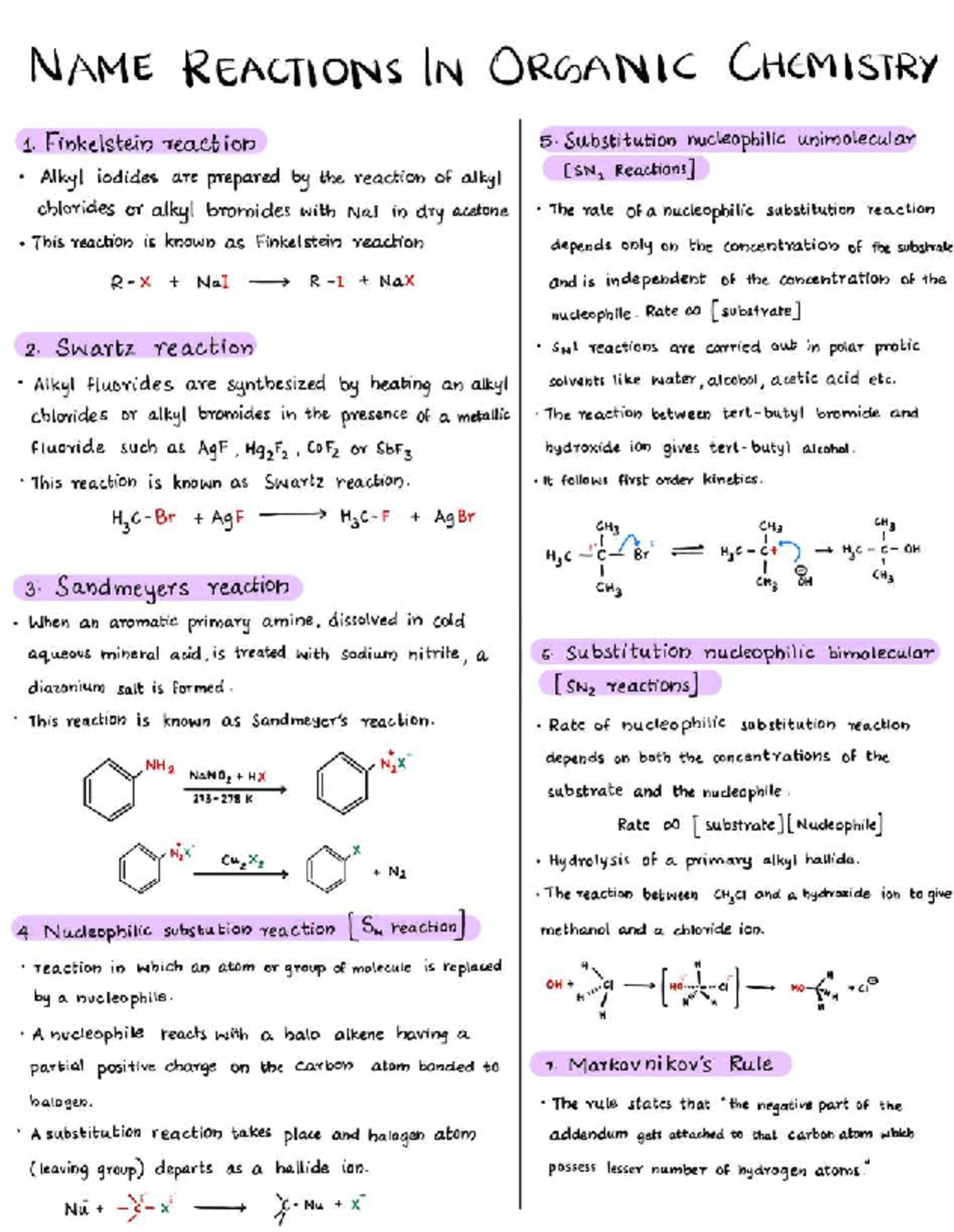 Organic Chemistry 1: Key Name Reactions and Mechanisms - Studocu