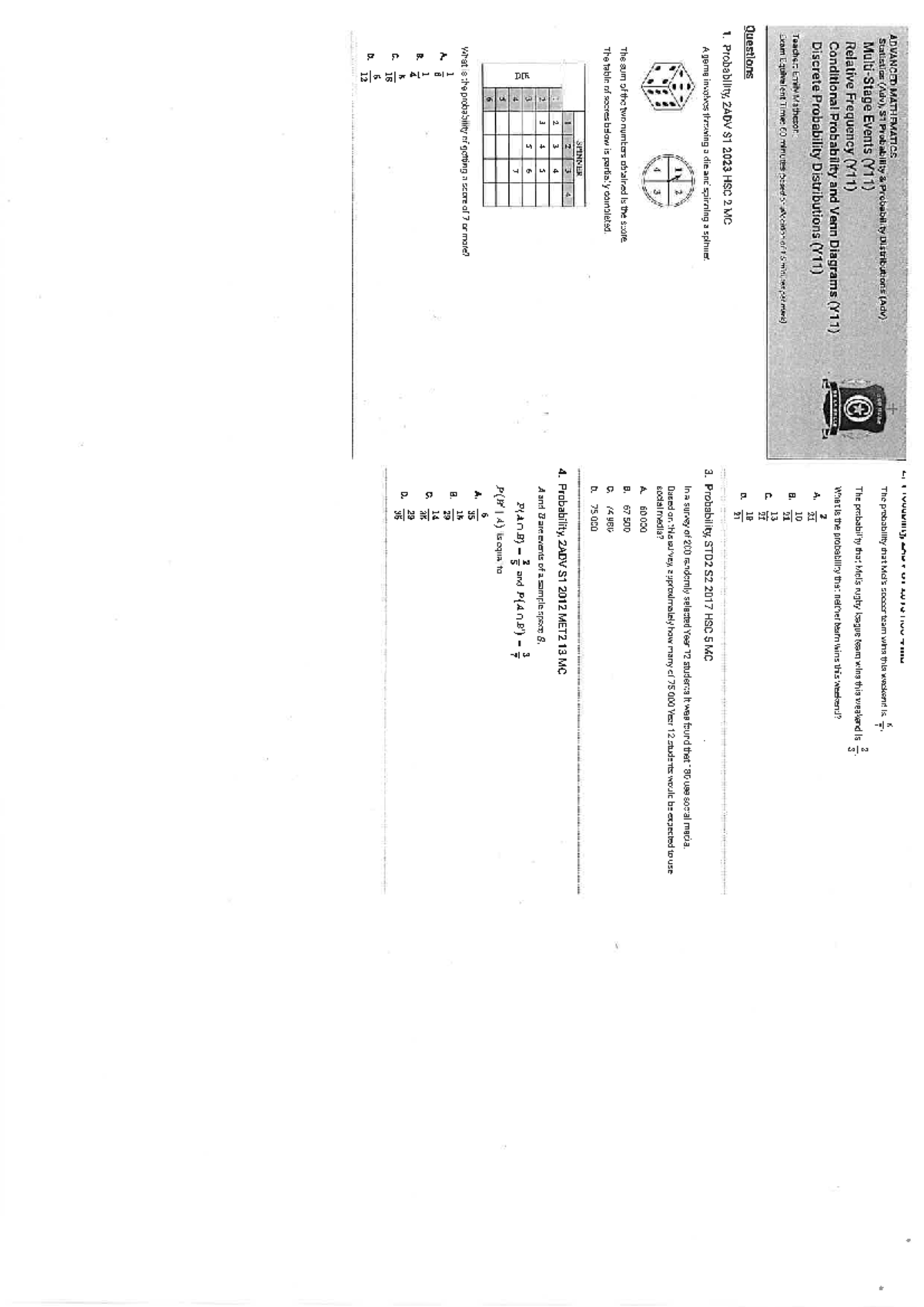 Probability and Statistics Notes for 4001 VI ADVANCED MATHEMATICS 5 ...