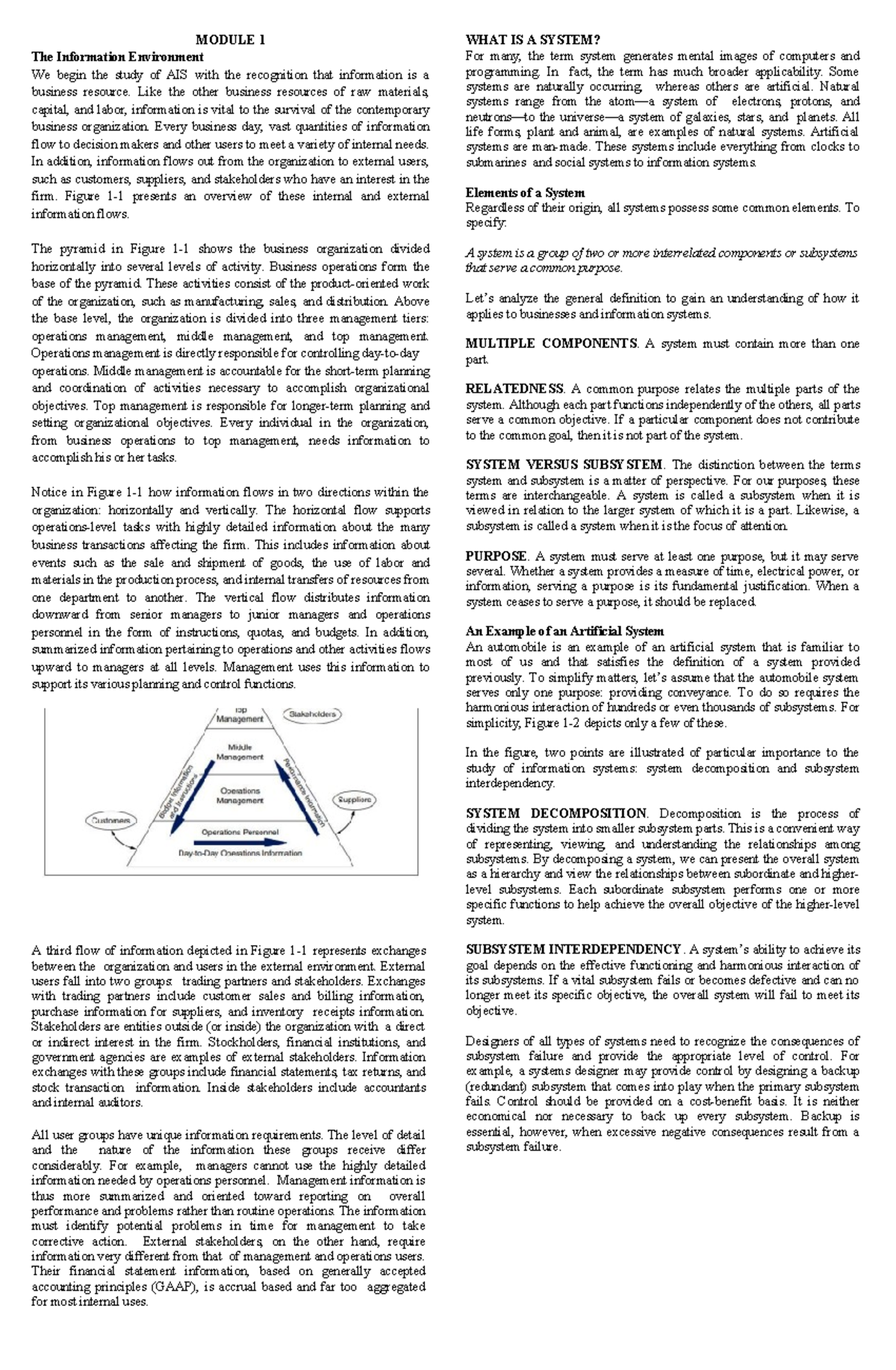 AIS 101: Essential Information Systems Notes for Beginners - Studocu