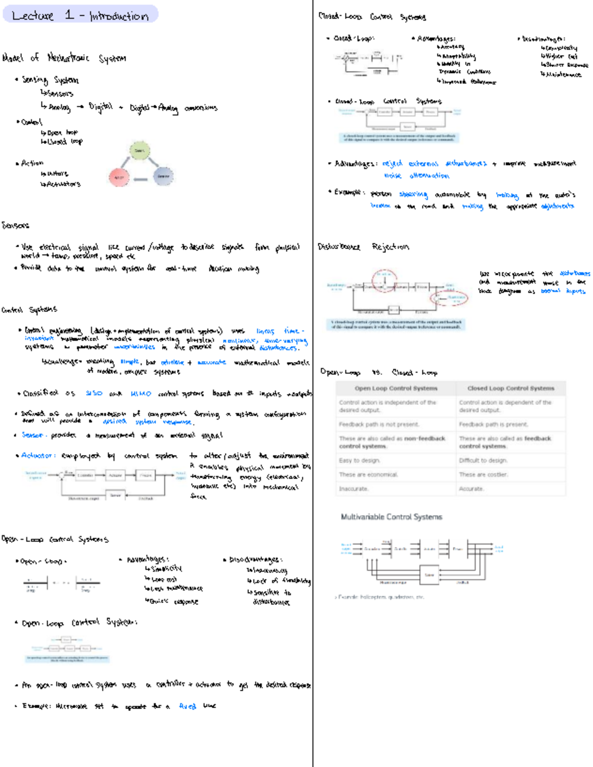 Mechatronics Lecture Notes: Control Systems & Microprocessors (Fall ...