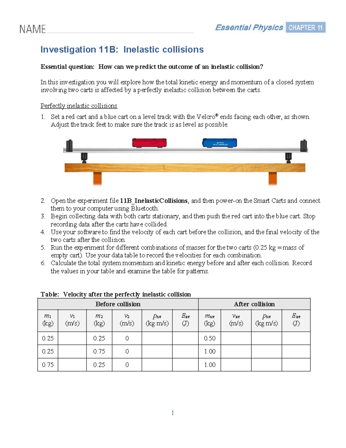 11B Inelastic Collisions: Exploring Momentum & Kinetic Energy Changes ...