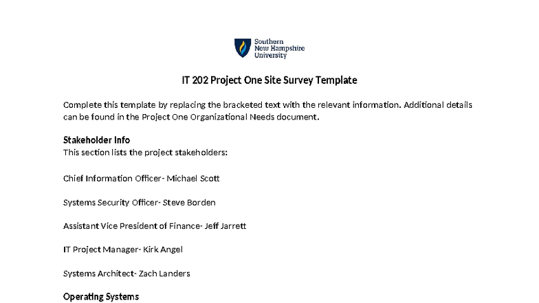 IT 202 Project One: Comprehensive Site Survey & OS Upgrade Proposal ...