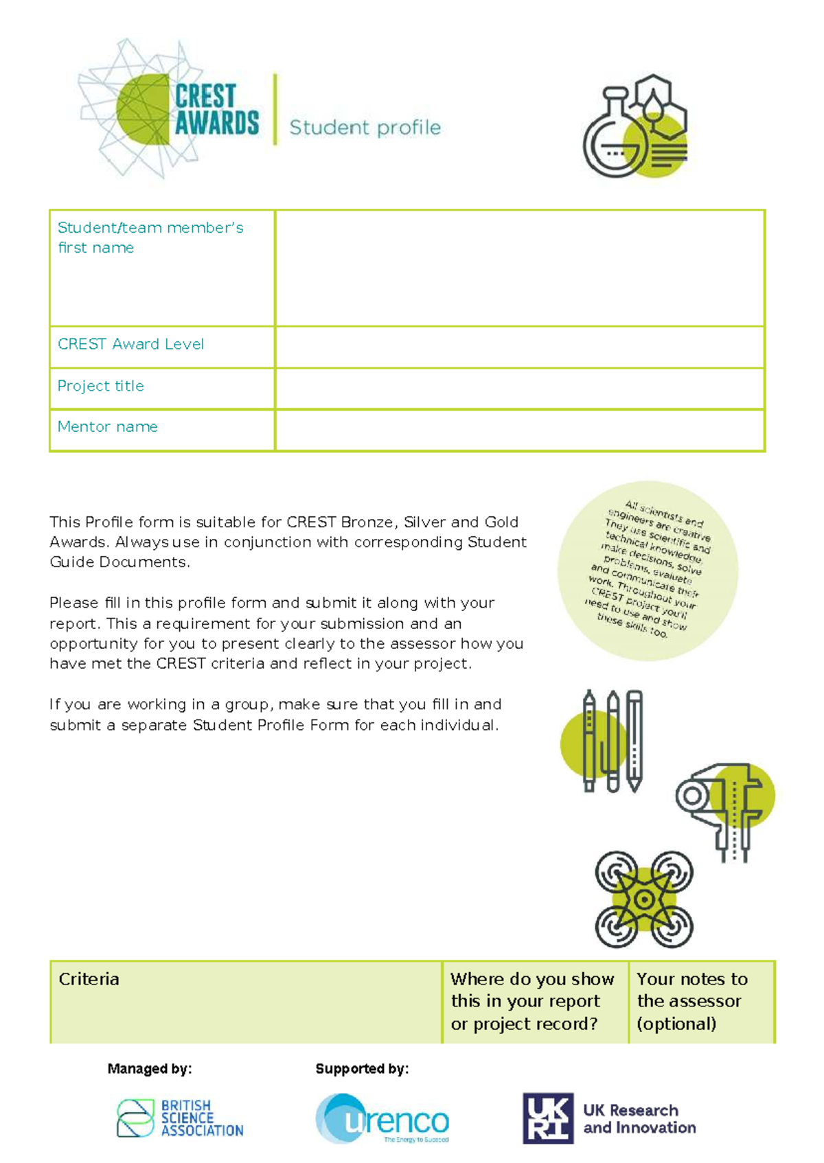 CREST Award Profile Form: Bronze, Silver & Gold Submission Guide - Studocu