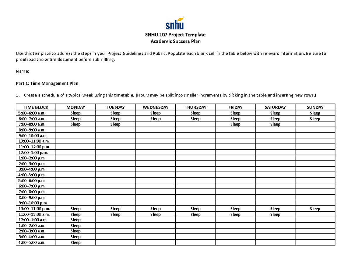 SNHU 107 Final Project II - SNHU 107 Project Template Academic Success ...