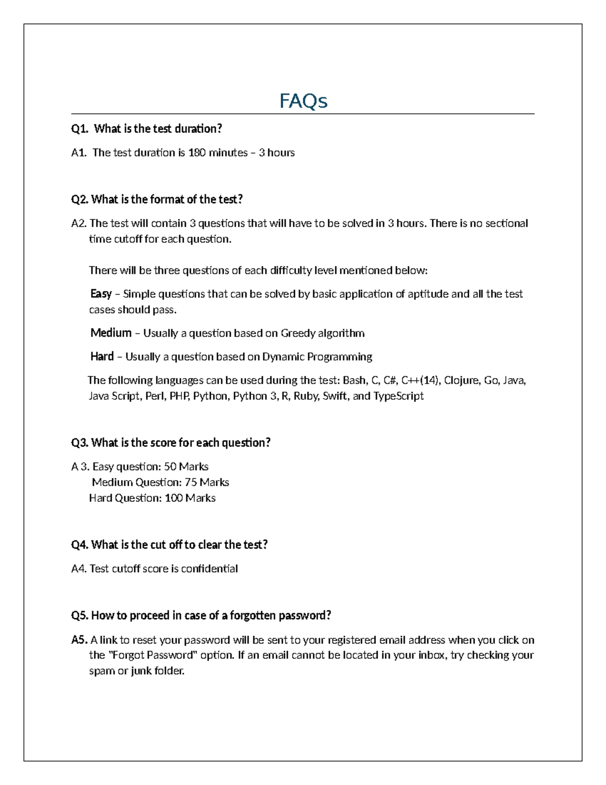 HWI Test FAQs & System Guidelines for Candidates - Studocu