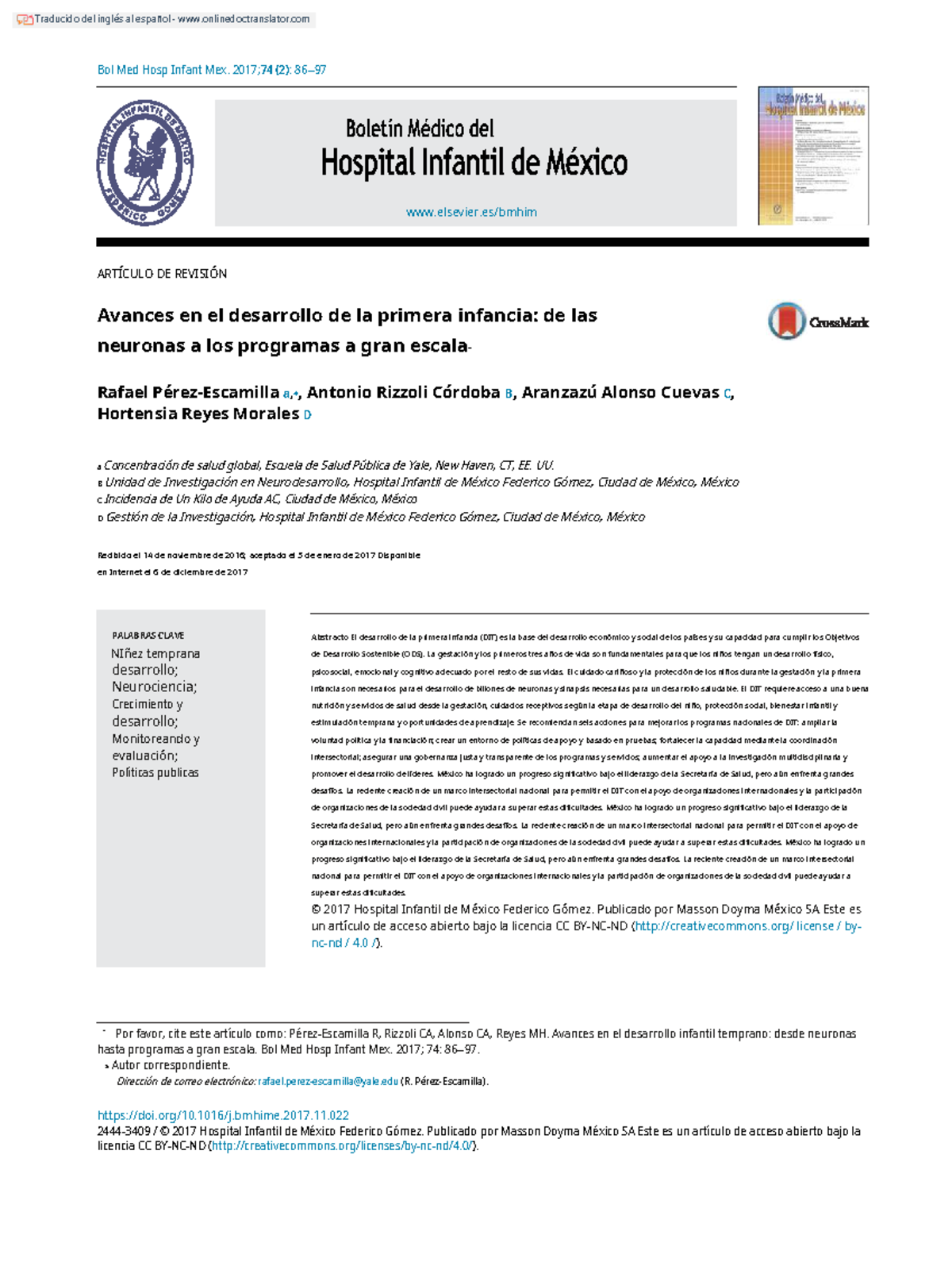Avances en el Desarrollo Infantil Temprano: De Neuronas a Políticas ...